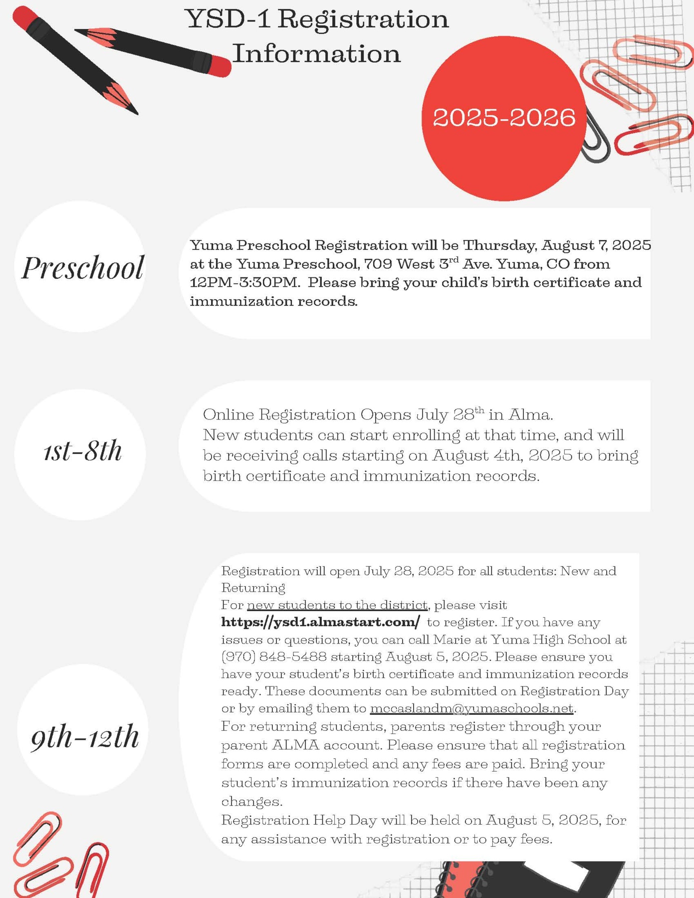 Registration Information • Page - Yuma School District